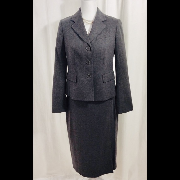 Talbots | Dresses | Talbots Fully Lined Wool Flannel 2 Pc Skirt Suit ...